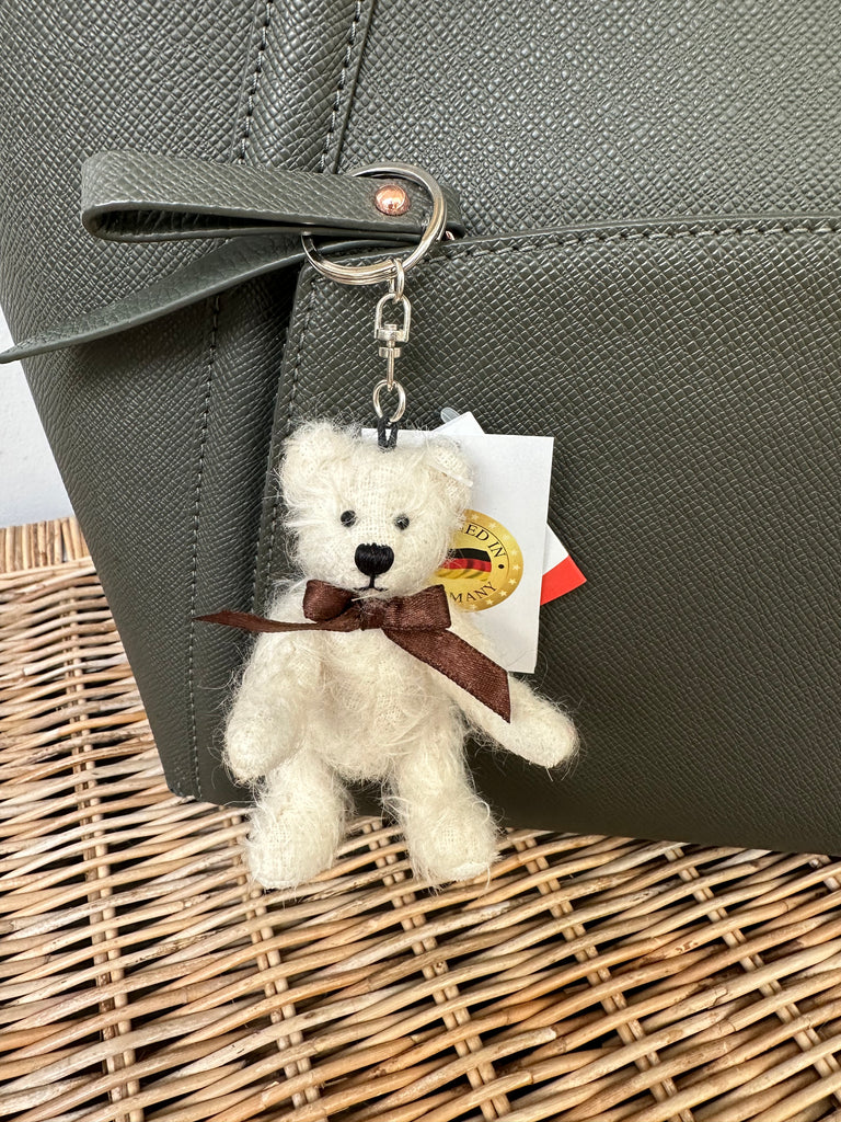 Menzel White Mohair jointed Teddy Bear Key Ring Bag Charm – Lovely Bears